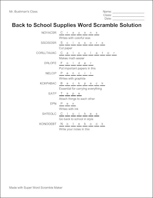 About Super Word Scramble Maker EduBakery